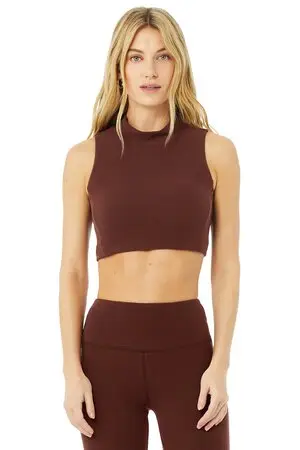 Alo Yoga Micro Waffle Comfort Bra Tank Top In Cherry Cola - 40